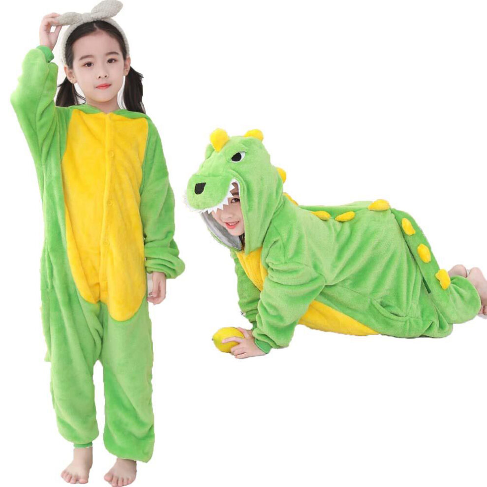 Green Dinosaur Onesie Kids Cute 4T-12T Flannel | Ezonesie