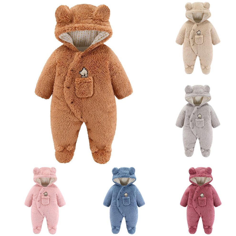 Plush One Piece Baby Bear Suit Onesie Pajamas (Size 0-12M) | Ezonesie