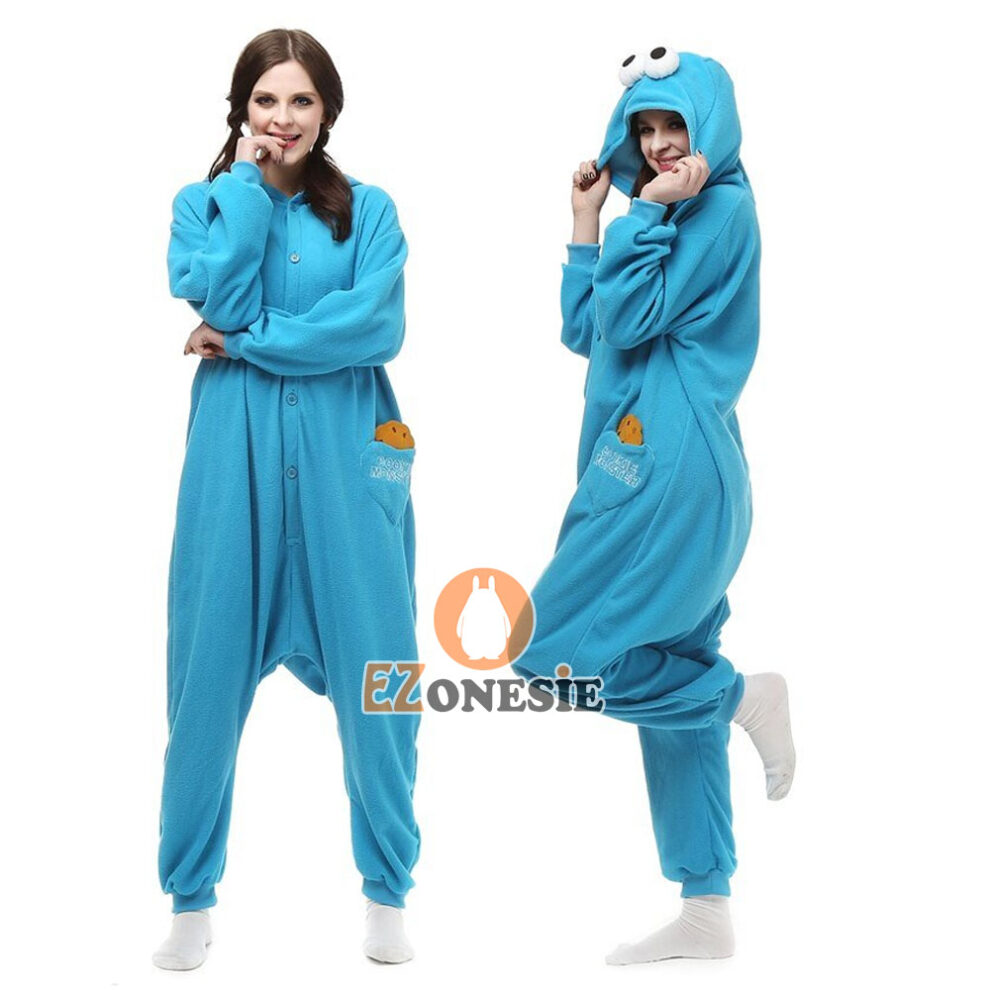 Cookie Monster Onesie Costume For Adults BLUE Pajamas | EZ Onesie