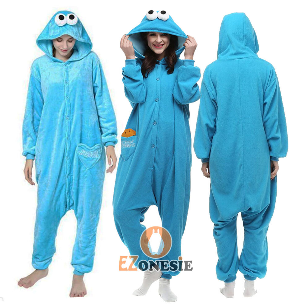 Cookie Monster Onesie Costume For Adults BLUE Pajamas | EZ Onesie